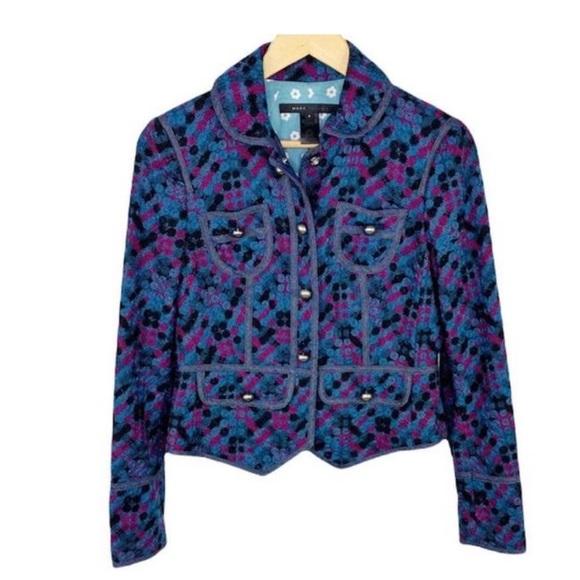 Marc Jacobs | Jackets & Coats | Nwot Marc Jacob Blue Purple Tweed Wool ...